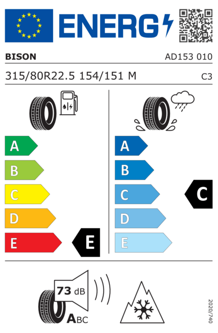 Pneu Bison 315/80 R22.5 154/151M 156/153L 18PR 3PMSF | AD153 ...